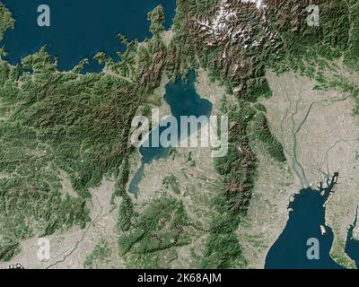 Shiga, prefecture of Japan. Low resolution satellite map. Locations and ...