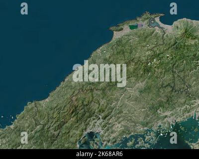 Shimane, prefecture of Japan. High resolution satellite map. Locations ...