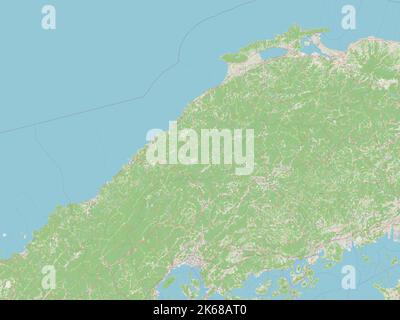 Shimane, prefecture of Japan. Open Street Map. Locations of major ...