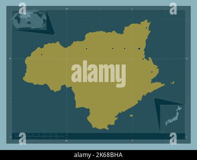 Tokushima, prefecture of Japan. Solid color shape. Corner auxiliary ...