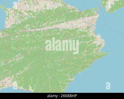 Tokushima, prefecture of Japan. Open Street Map. Locations and names of ...