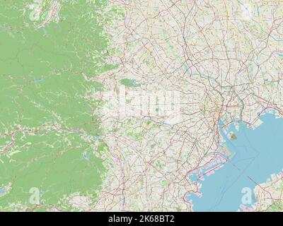 Tokyo, metropolis of Japan. Open Street Map. Locations of major cities ...