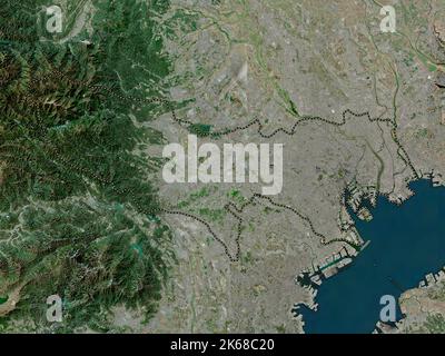 Tokyo, metropolis of Japan. High resolution satellite map. Locations ...