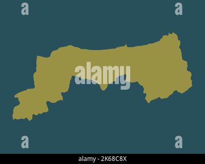 Tottori, prefecture of Japan. Solid color shape. Locations and names of ...