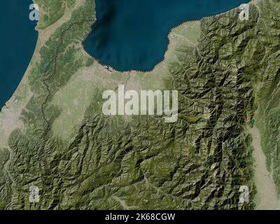 Toyama, prefecture of Japan. Low resolution satellite map. Locations ...