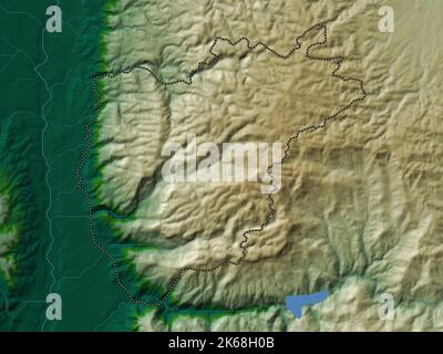 Ajlun, province of Jordan. Colored elevation map with lakes and rivers ...