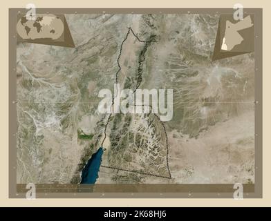 Aqaba, province of Jordan. High resolution satellite map. Locations and ...