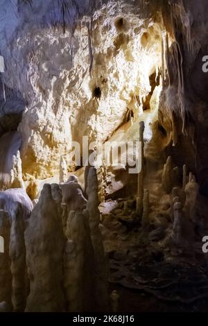 spectacular stalagmites and stalactites formations. scene inside one of ...