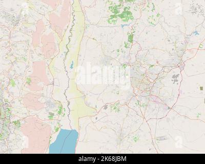 Balqa, province of Jordan. Open Street Map. Locations of major cities ...