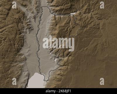 Balqa, province of Jordan. Colored elevation map with lakes and rivers ...