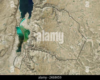 Karak, province of Jordan. High resolution satellite map. Locations and ...