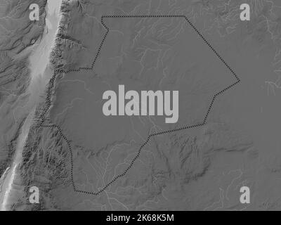Ma`an, province of Jordan. Grayscale elevation map with lakes and ...