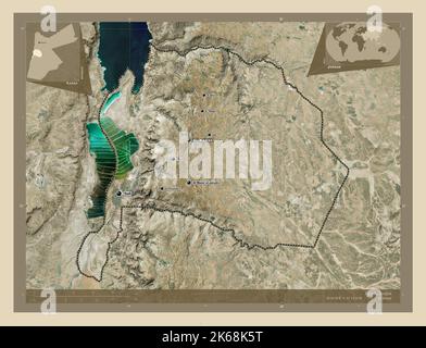 Karak, province of Jordan. High resolution satellite map Stock Photo ...