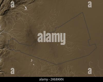 Mafraq, province of Jordan. Colored elevation map with lakes and rivers ...