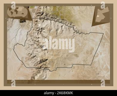 Tafilah, province of Jordan. Low resolution satellite map. Locations ...