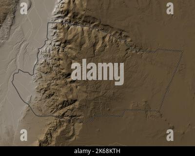 Tafilah, province of Jordan. Colored elevation map with lakes and ...