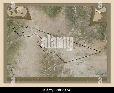 Zarqa, province of Jordan. High resolution satellite map. Locations of ...