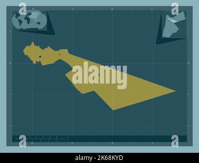 Zarqa, province of Jordan. Solid color shape. Locations and names of ...