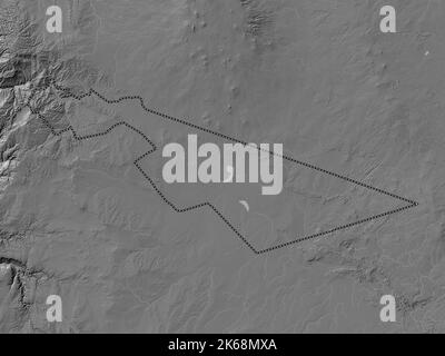 Zarqa, province of Jordan. Elevation map colored in sepia tones with ...