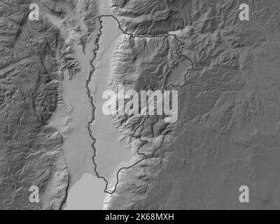 Balqa, province of Jordan. Grayscale elevation map with lakes and ...
