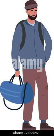 Illegal migrant man standing on a mugshot photo shooting background ...