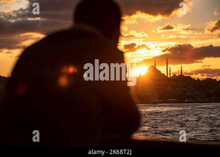 The sunset in Istanbul created beautiful images with the clouds in the ...