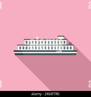 Steamboat icon flat vector. River ship. Cargo front isolated Stock ...