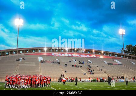 October 7, 2022: The Cornell Big Red offense huddles against the ...