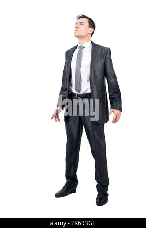 Honest man in formal suit. White background Stock Photo - Alamy