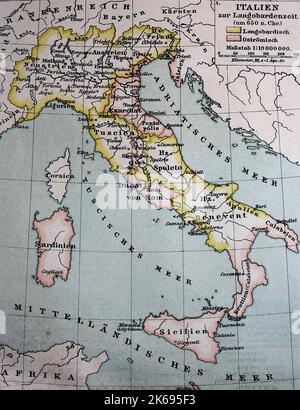 Digital improved reproduction, Map of Italy at the founding of Norman ...