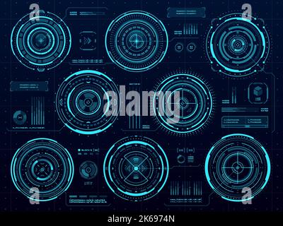 HUD circle data infographic, data screen dashboard or digital interface ...