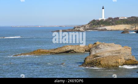 Biarritz, France - 15 Jan, 2023: Winter views of the Phare de Biarritz ...