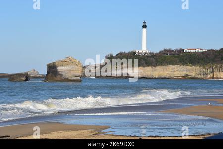 Biarritz, France - 15 Jan, 2023: Winter views of the Phare de Biarritz ...