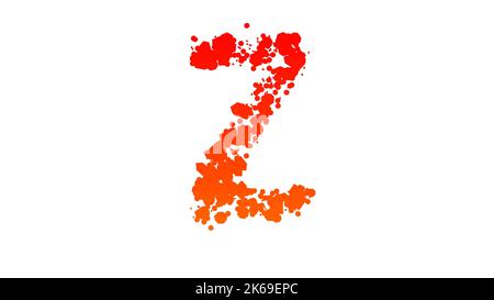 orange - red cartoon stain patches style alphabet, at sign, isolated ...