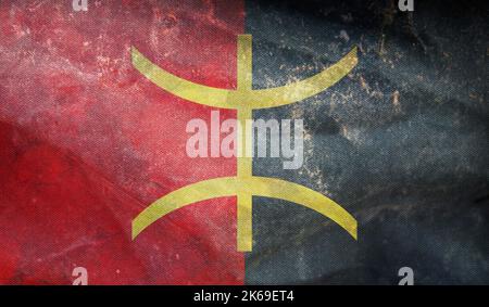 retro flag of Berbers Berbers with grunge texture. flag representing ...