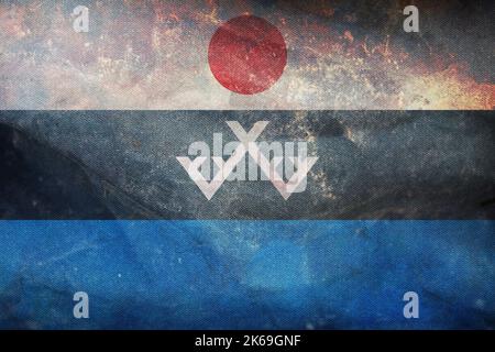 flag of Chukotko-Kamchatkan peoples Evenks at cloudy sky background ...
