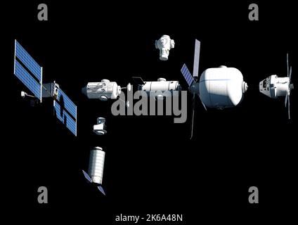 Lunar Gateway space station concept, exploded view Stock Photo - Alamy