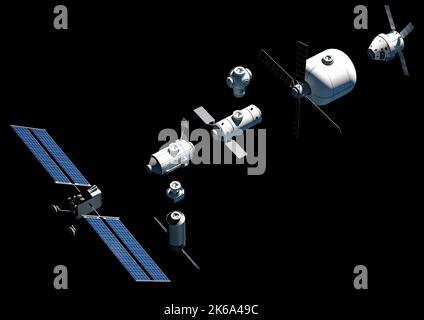Lunar Gateway space station concept, exploded view Stock Photo - Alamy