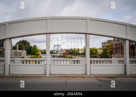 The Cambridge Main Street Bridge is a concrete bowstring arch bridge ...