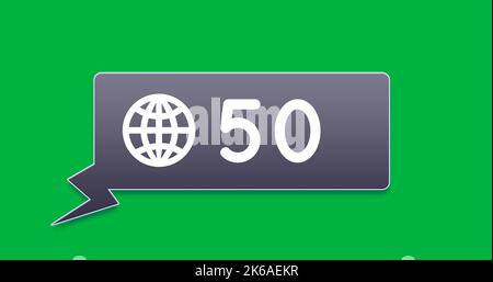 Image of 50 notifications on white background. Social media ...