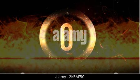 Image of ring and glowing number zero in dramatic countdown over ...