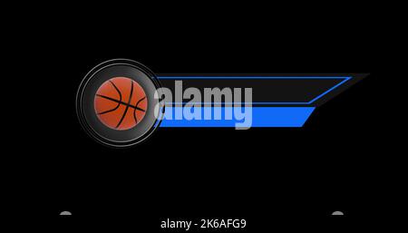 Image of basketball ball and blue ribbon on black background. Sport ...