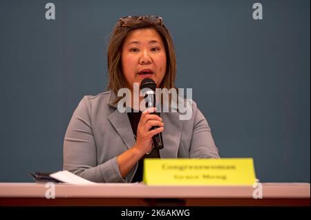 NEW YORK, New York - OCTOBER 12: Congresswoman Grace Meng (D-NY) speaks ...