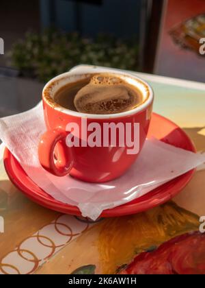 Traditional Greek Coffee, Ellinikos Kafes, Athens, Greece. A cup and ...