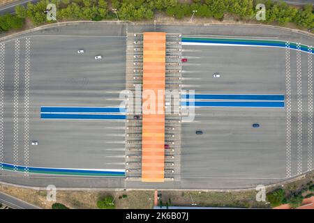 Aerial view of the toll on the C-32 highway in Cubelles (Garraf ...