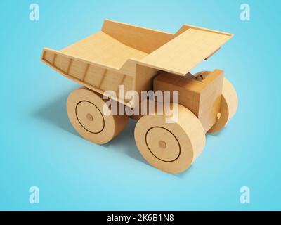 3d illustration toy dump truck perspective view on gray background with ...