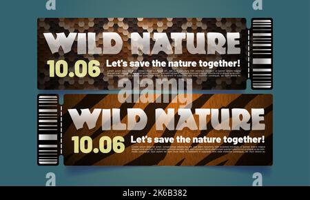 Wild nature conservation concept, tickets or coupons to zoo, safari ...