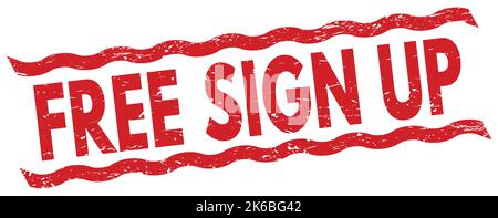 FREE SIGN UP text written on red grungy vintage round stamp Stock Photo ...