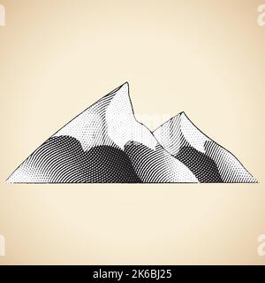 Illustration of Scratchboard Engraved Illustration of Mountains ...