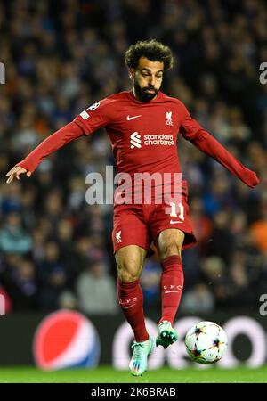 Glasgow, 12th October 2022. Mohamed Salah of Liverpool scored a 2nd ...